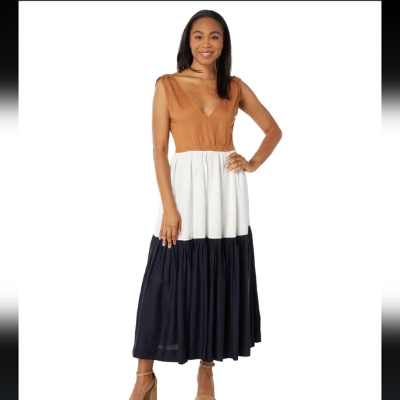 En Saison | Dresses | En Saison Palmero Colorblock Linen Blend Maxi ...